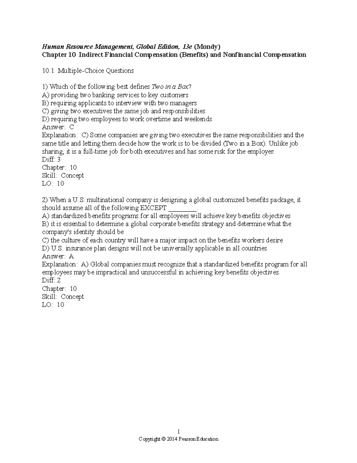 Chapter 10 GE - QUESTIONS - Human Resource Management, Global Edition ...