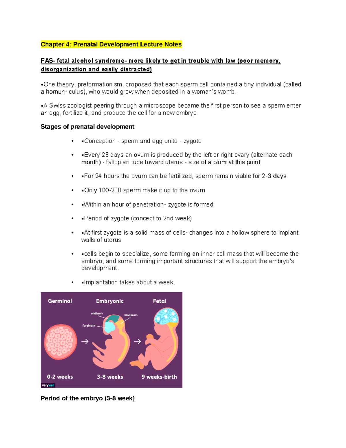 Chapter 4 Prenatal Development Lecture Notes - ⦁A Swiss zoologist ...