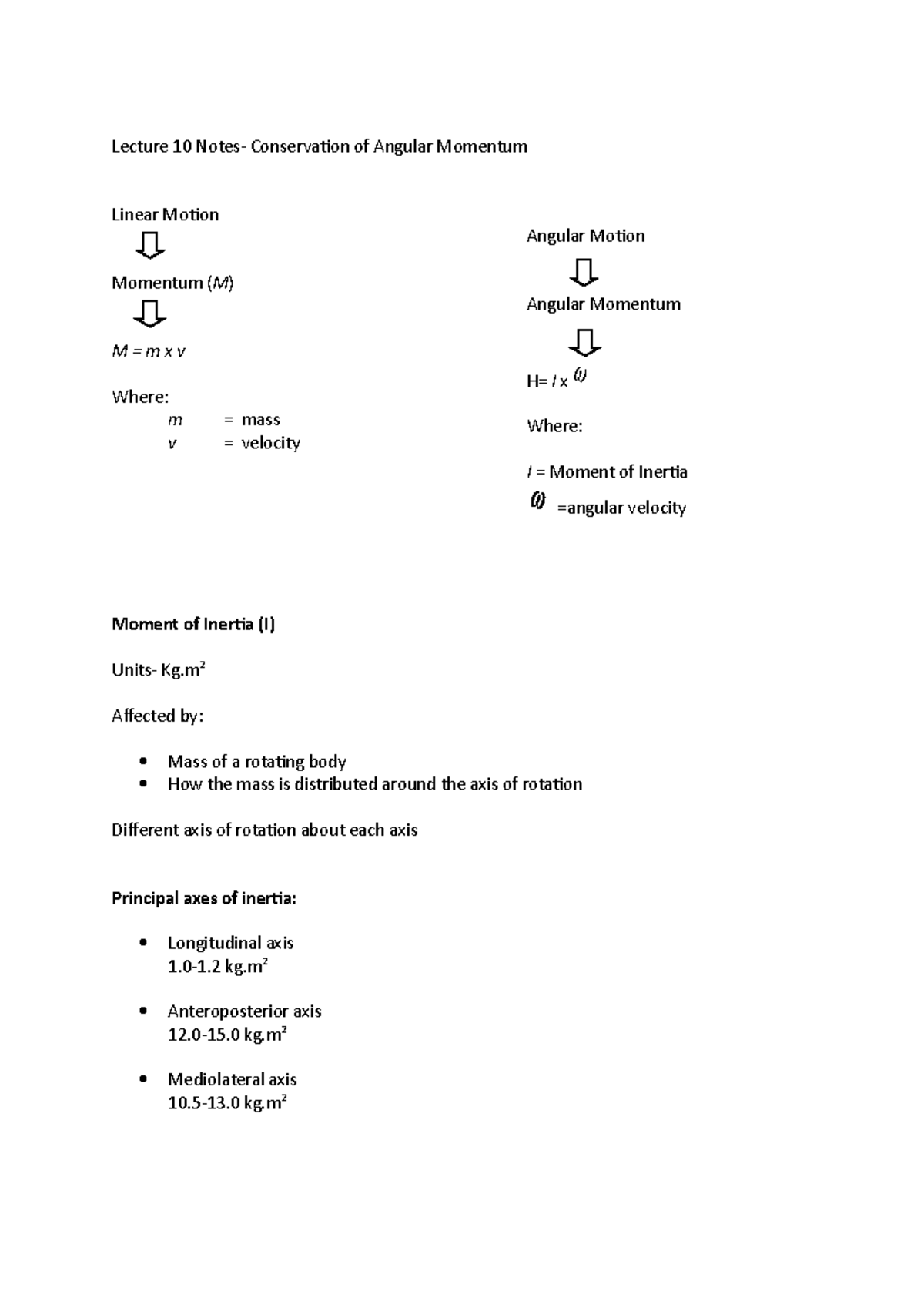 Lecture 10 Notes- Conservation of Angular Momentum - 0-1 kg 2 ...