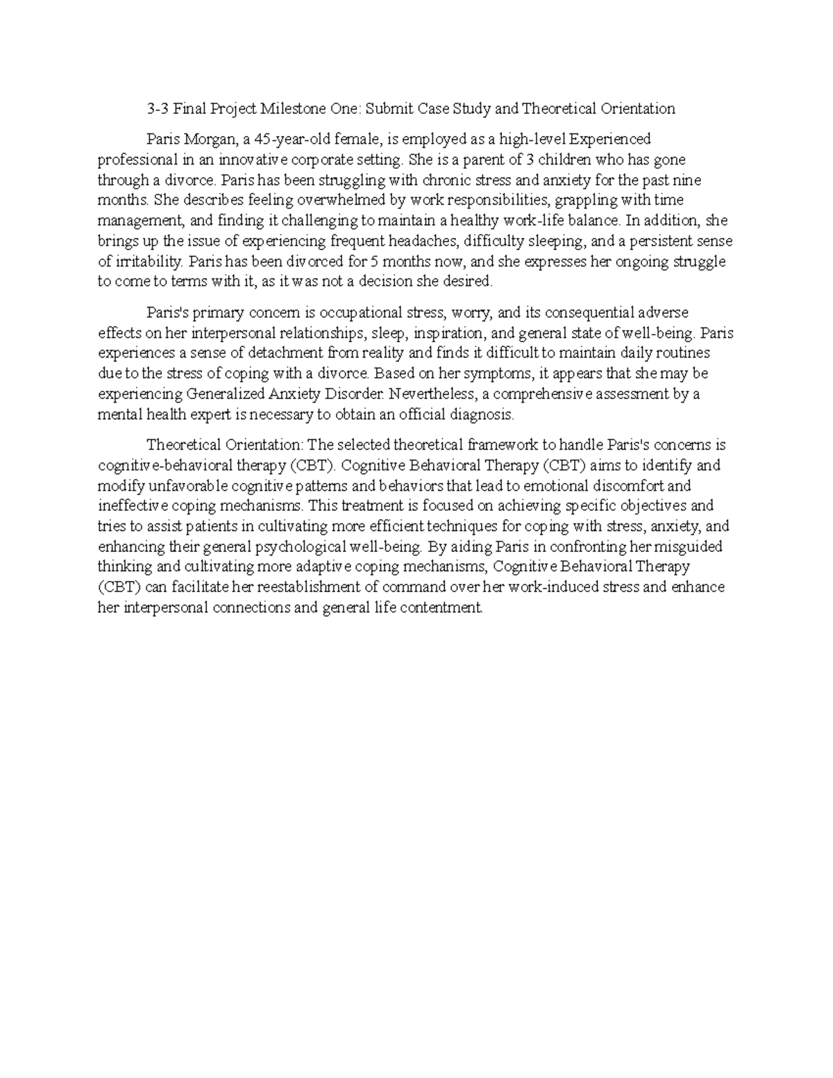 Psy 315 3-3 Final Project - 3-3 Final Project Milestone One: Submit ...