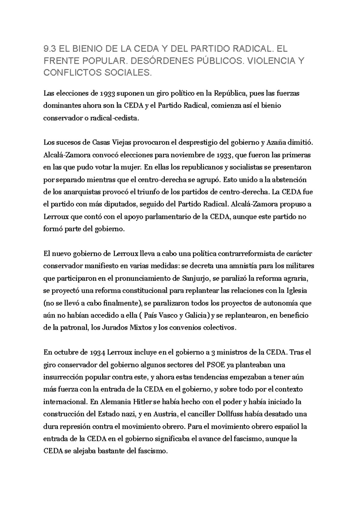 9 - Tema 1 bloque 9. - 9 EL BIENIO DE LA CEDA Y DEL PARTIDO RADICAL. EL ...