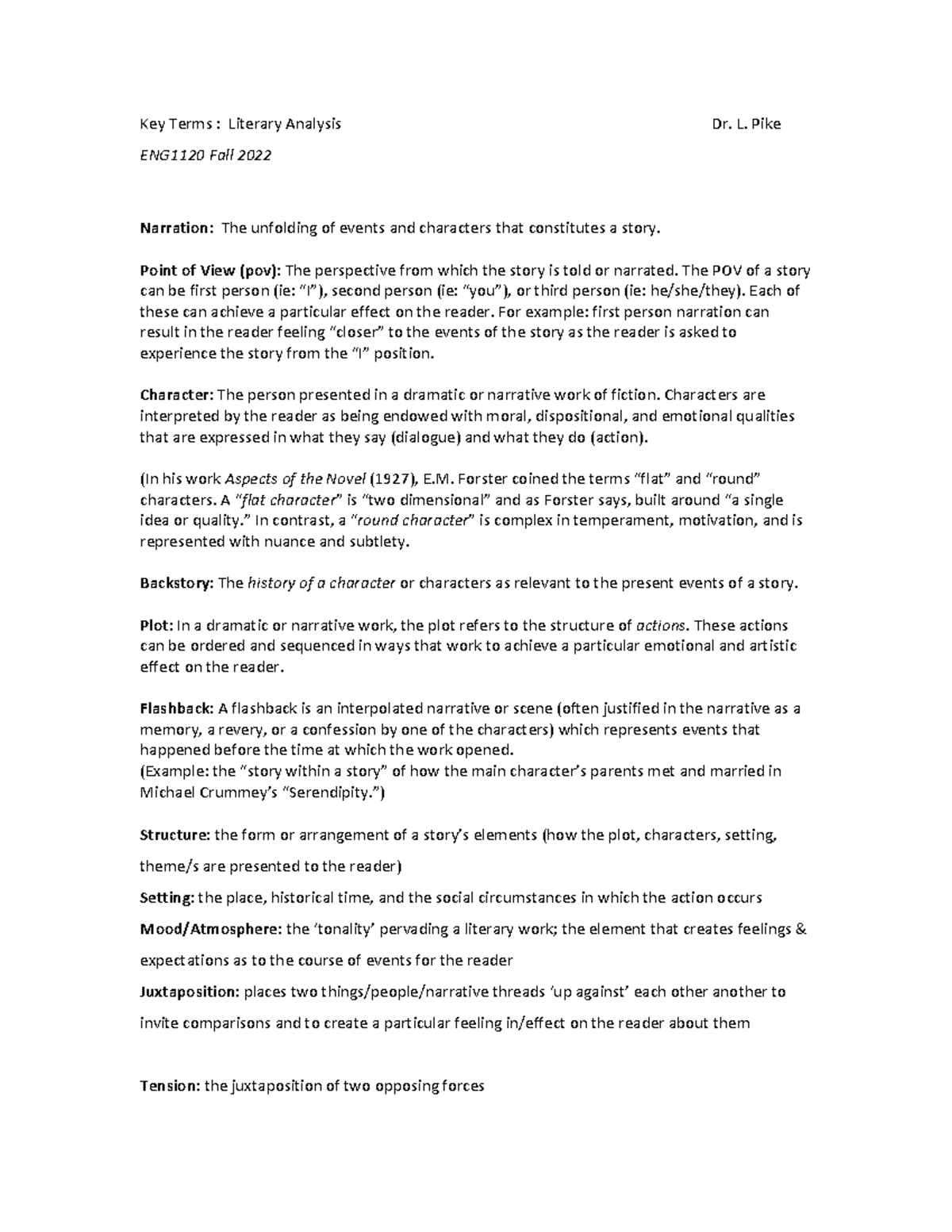 Literary Terminology - reading - Key Terms : Literary Analysis Dr. L ...