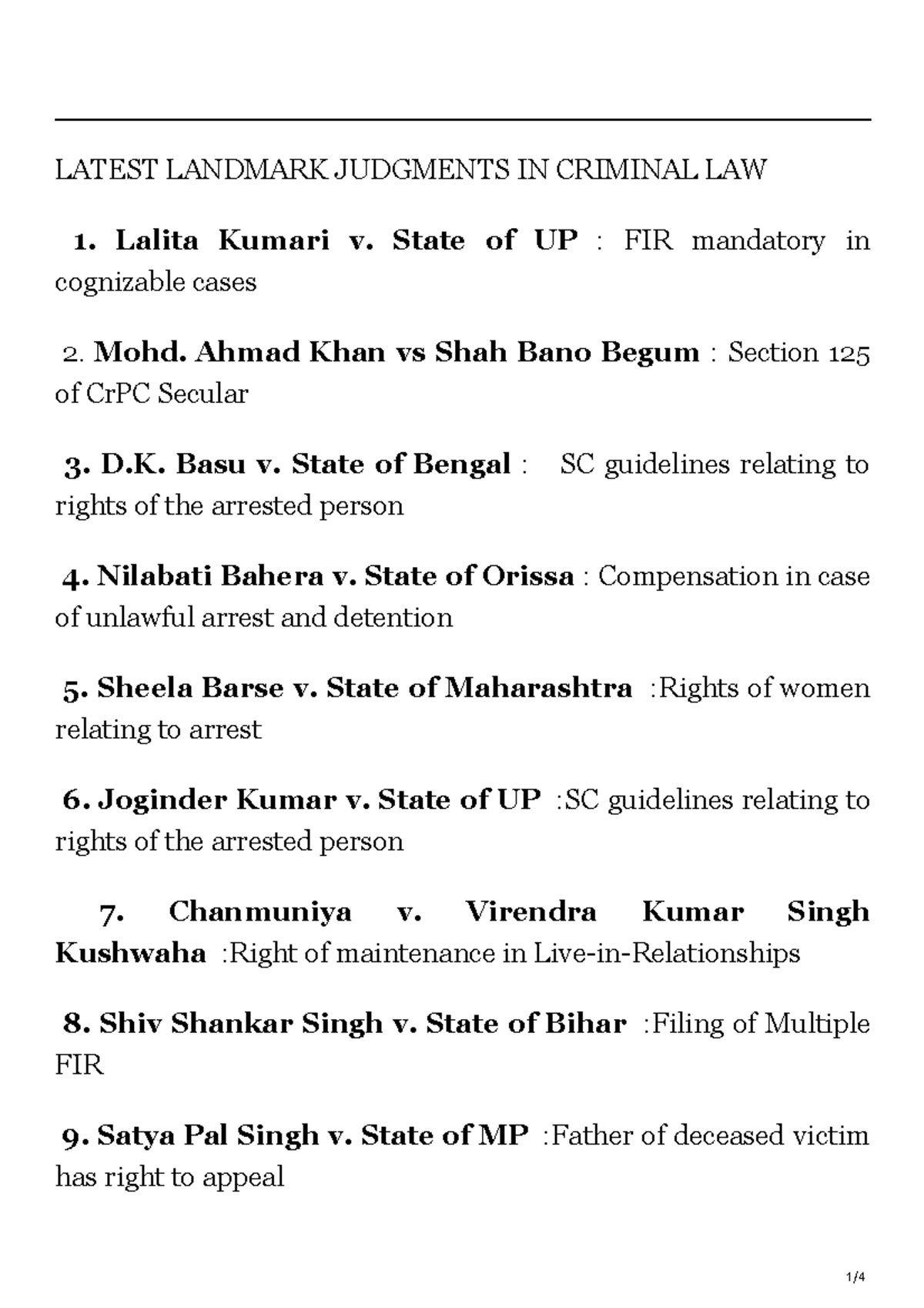Landmark Judgement of Supreme court on Criminal law 💡 - LATEST LANDMARK ...