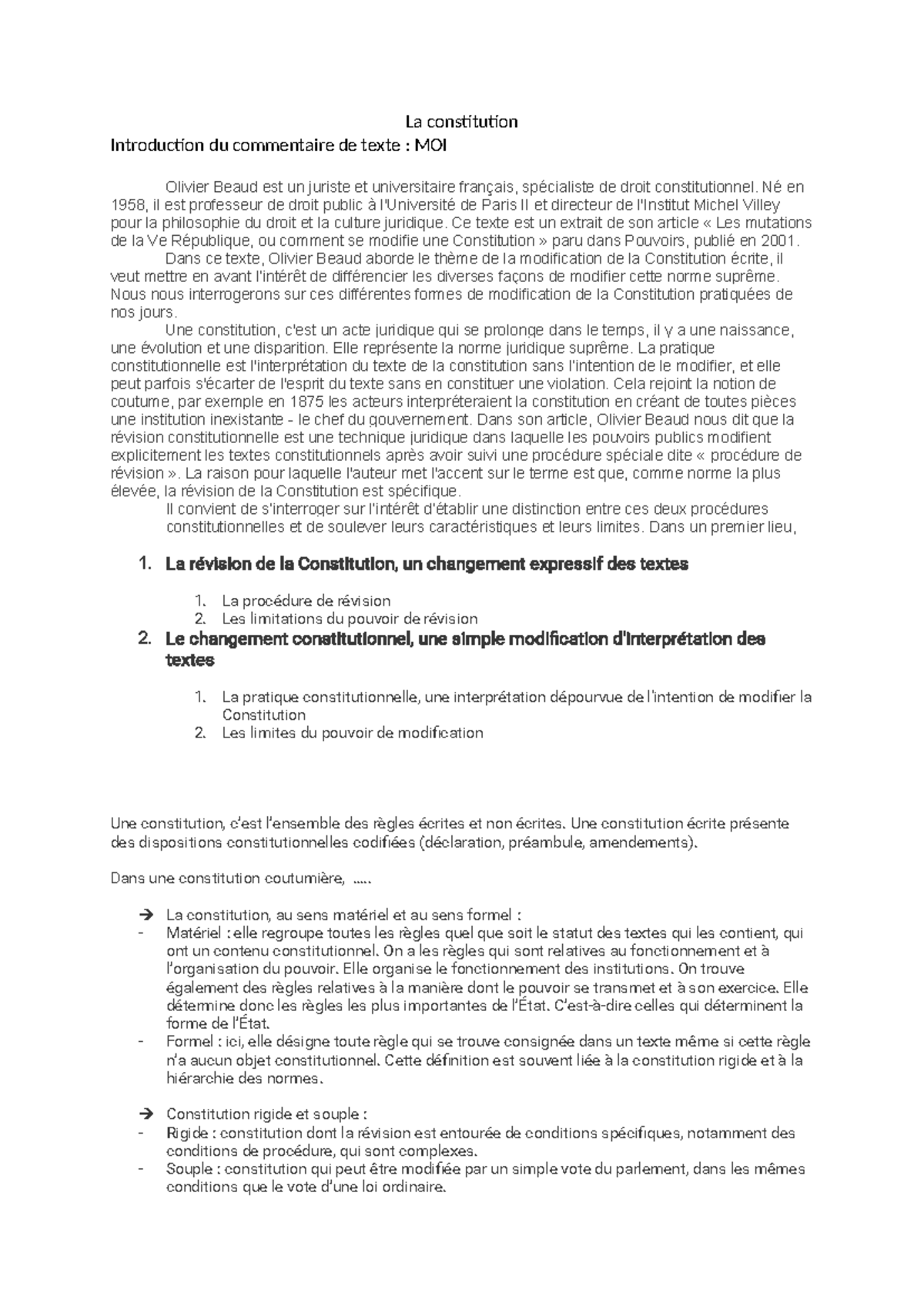 Séance 5 la constitution - La constitution Introduction du commentaire de texte : MOI Olivier ...