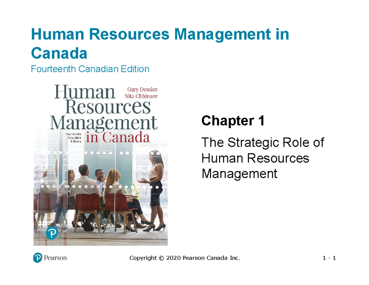 Week 1 - Chapter 1 - 1 - 1 Human Resources Management in Canada ...