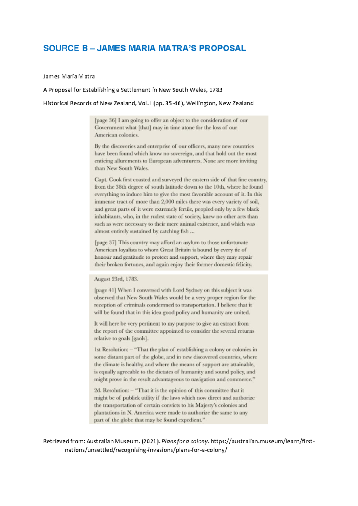 Source B - James Maria Matra - MAT2LAL - SOURCE B – JAMES MARIA MATRA’S ...