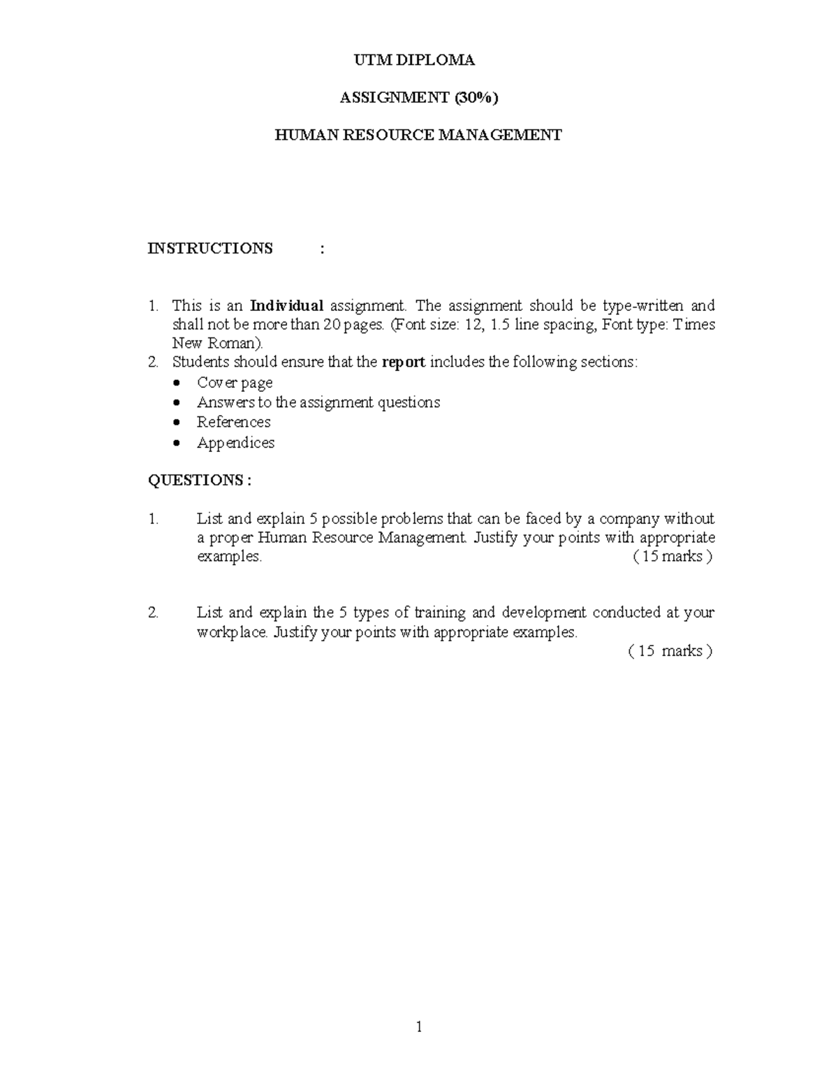 PDF document - Assalammualaikum - 1 UTM DIPLOMA ASSIGNMENT (30%) HUMAN ...