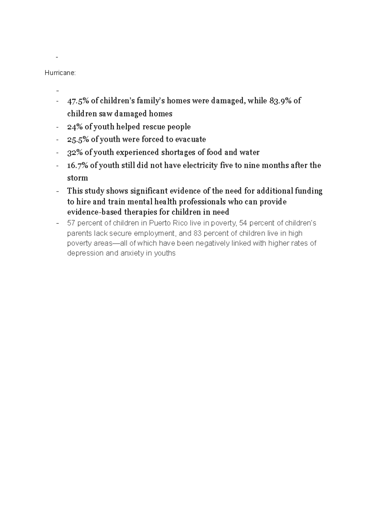 business paper paper paper - Hurricane: - 47% of children’s family’s ...