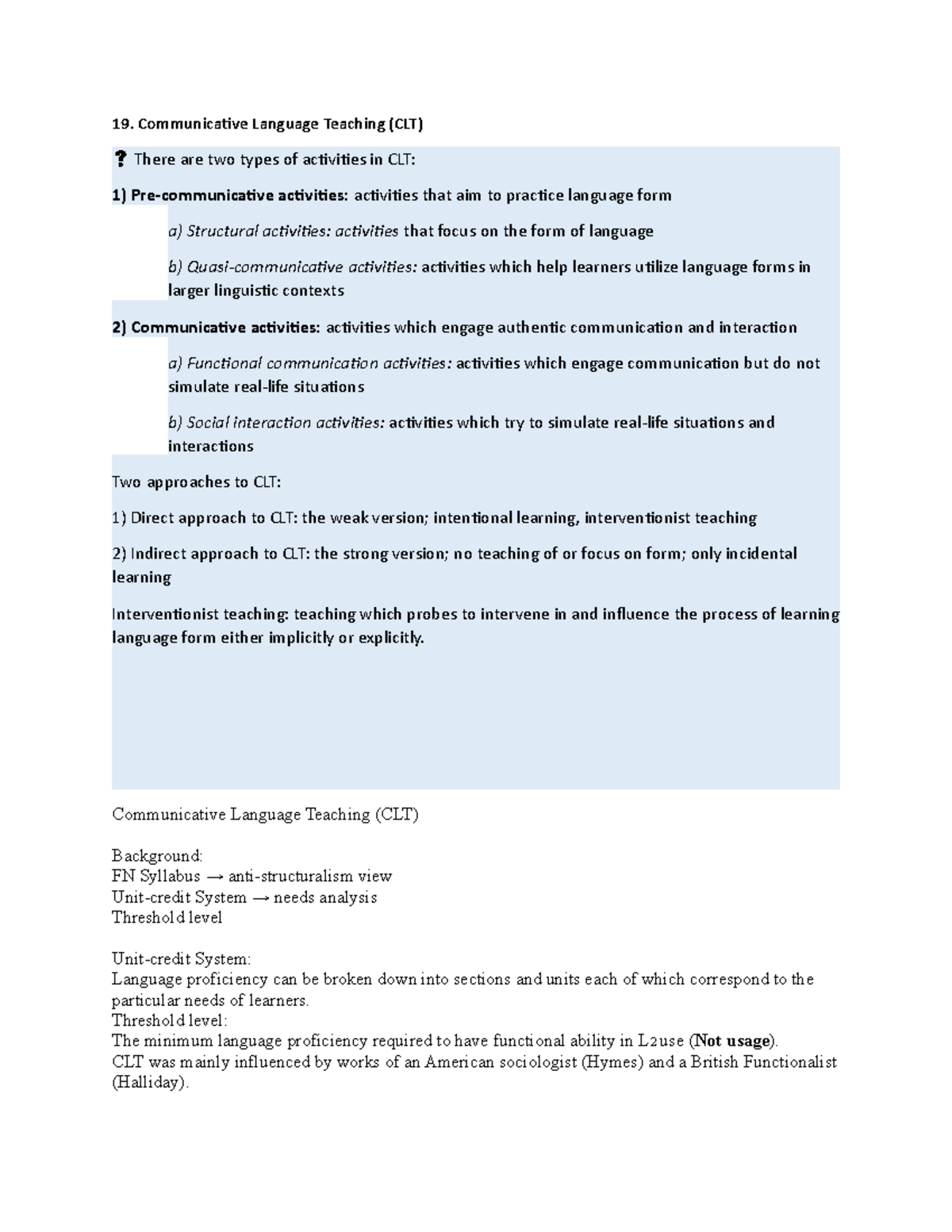19. Communicative Language Teaching (CLT) - Communicative Language ...