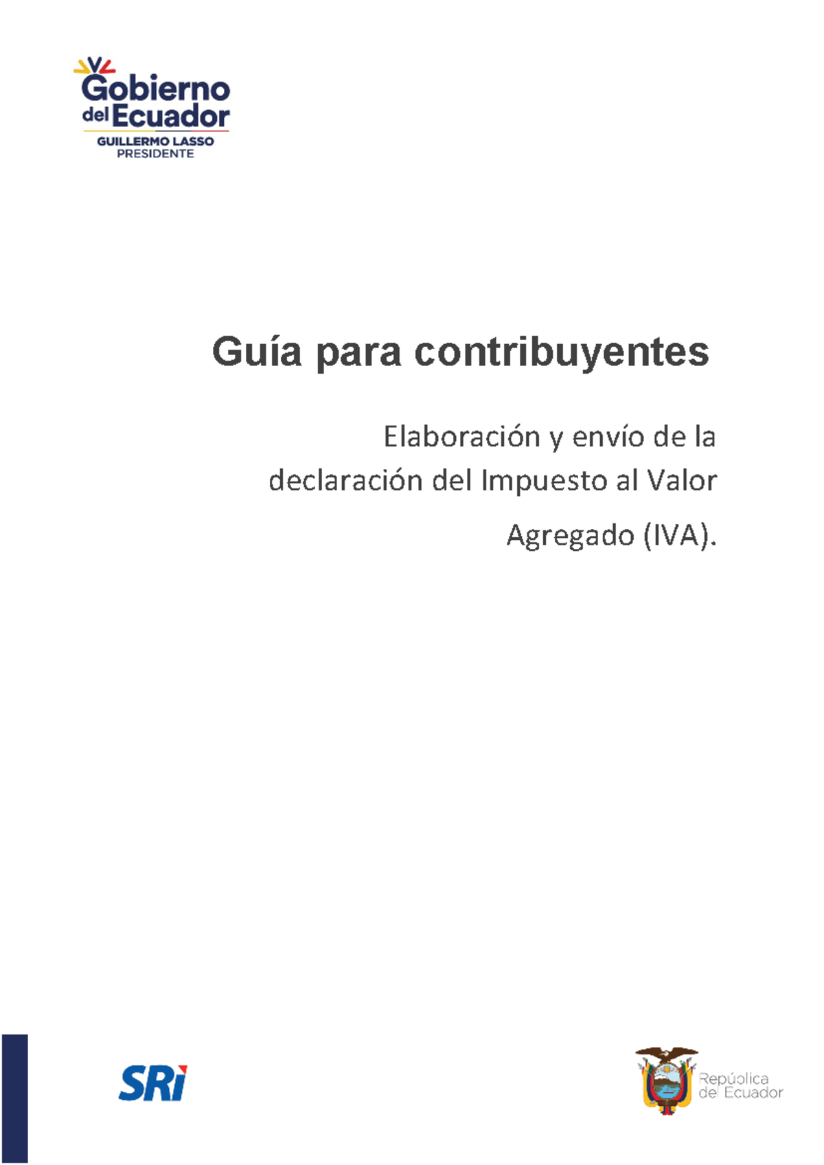 Guía para el llenado del Formulario Impuesto al Valor Agregado IVA ...