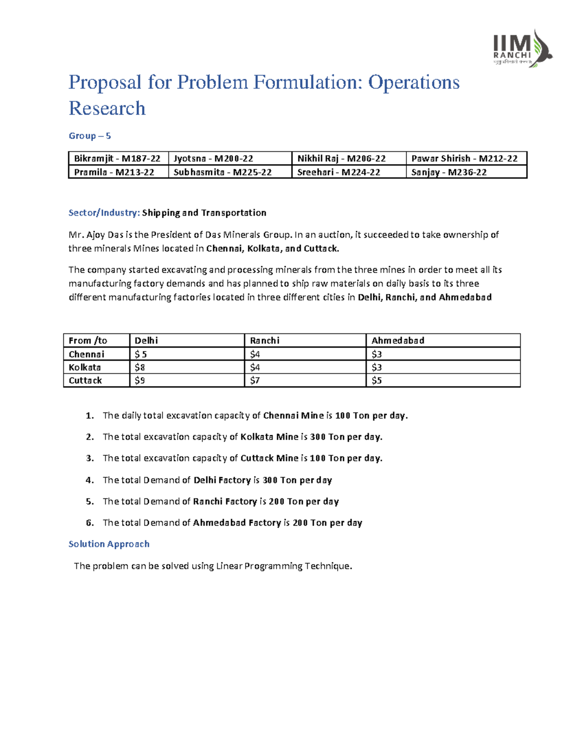 Das Mineral Group - Problem Statement - Proposal for Problem ...