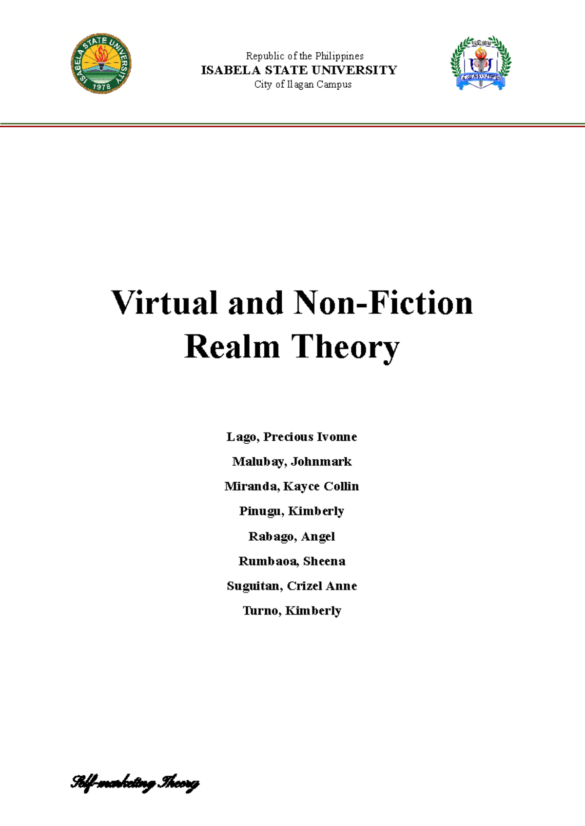 Virtual and Non-Fiction Realm Theory (Write Up).docx - ISABELA STATE ...