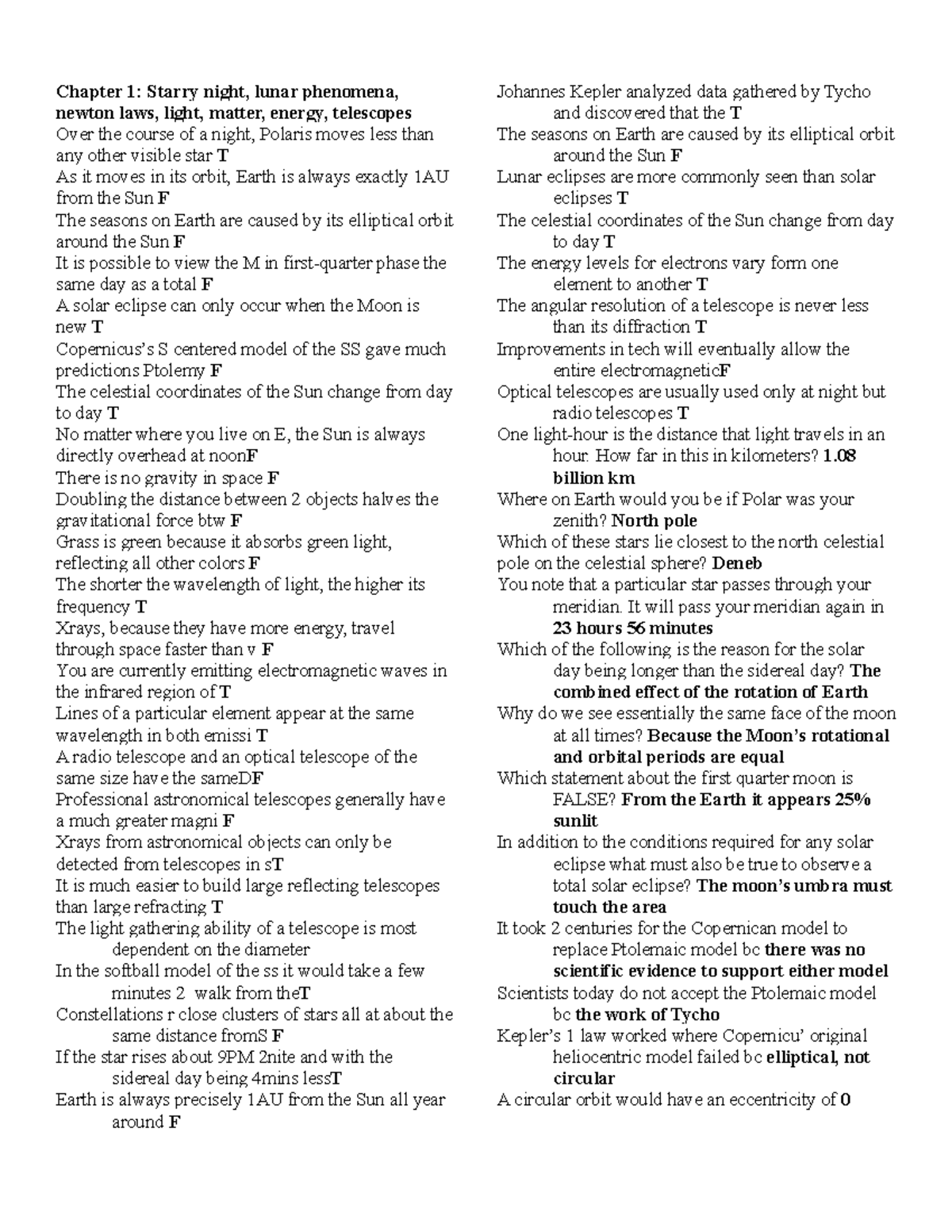 Astro-final - exam review - Chapter 1: Starry night, lunar phenomena ...