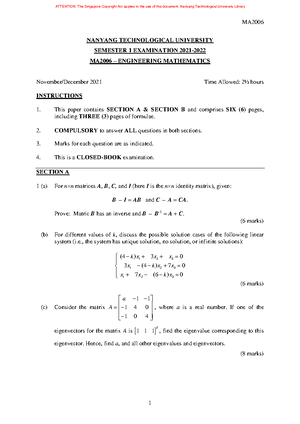 MA2006 2019-2020 Semester 1 - MA NANYANG TECHNOLOGICAL UNIVERSITY ...