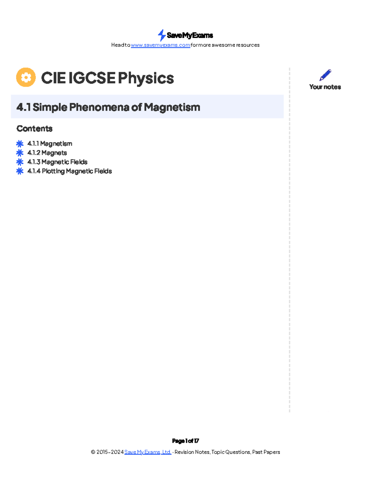 Physics IGCSE Notes - Page 1 of 17 CIE IGCSE Physics 4 Simple Phenomena ...