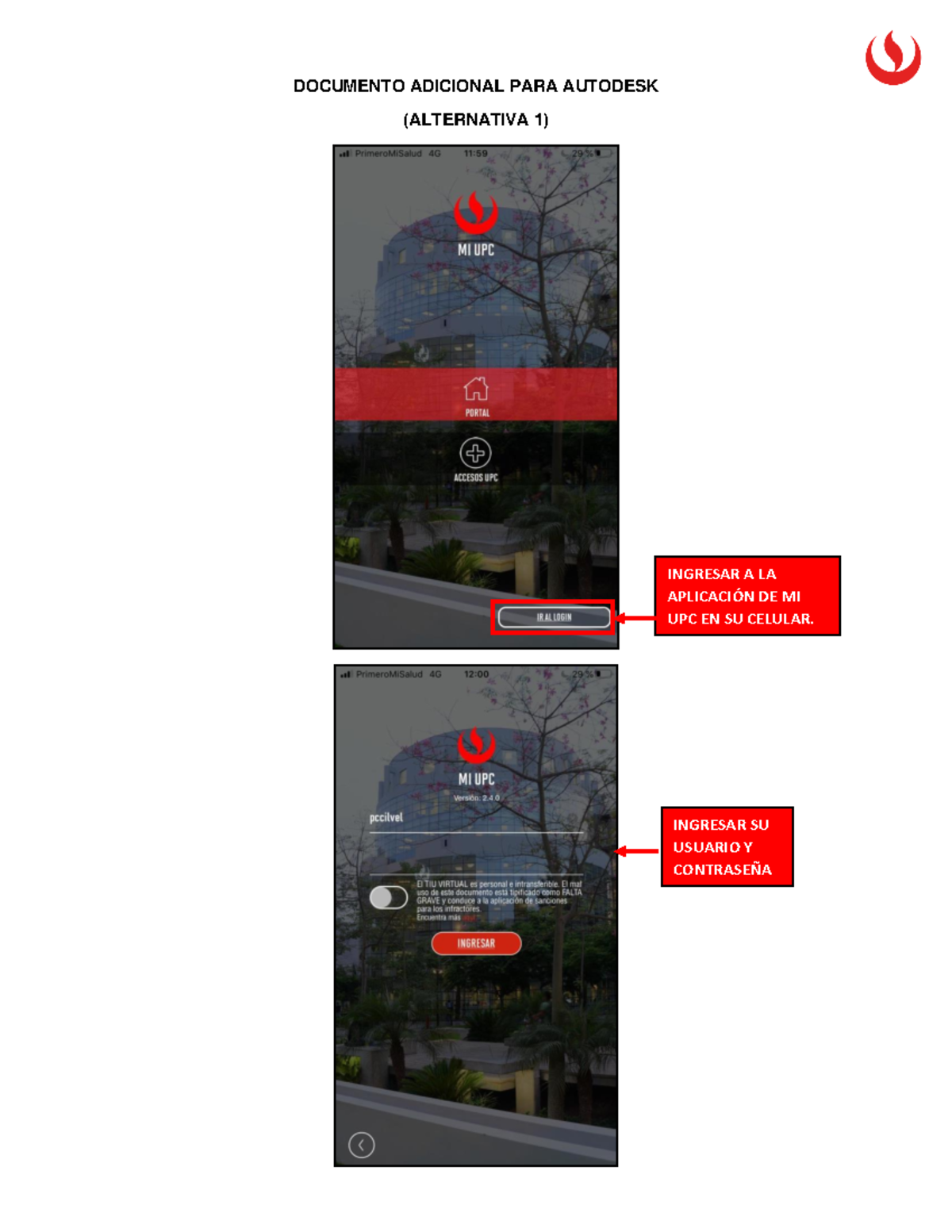 Documento Adicional PARA Autodesk - DOCUMENTO ADICIONAL PARA AUTODESK (ALTERNATIVA 1) INGRESAR A ...