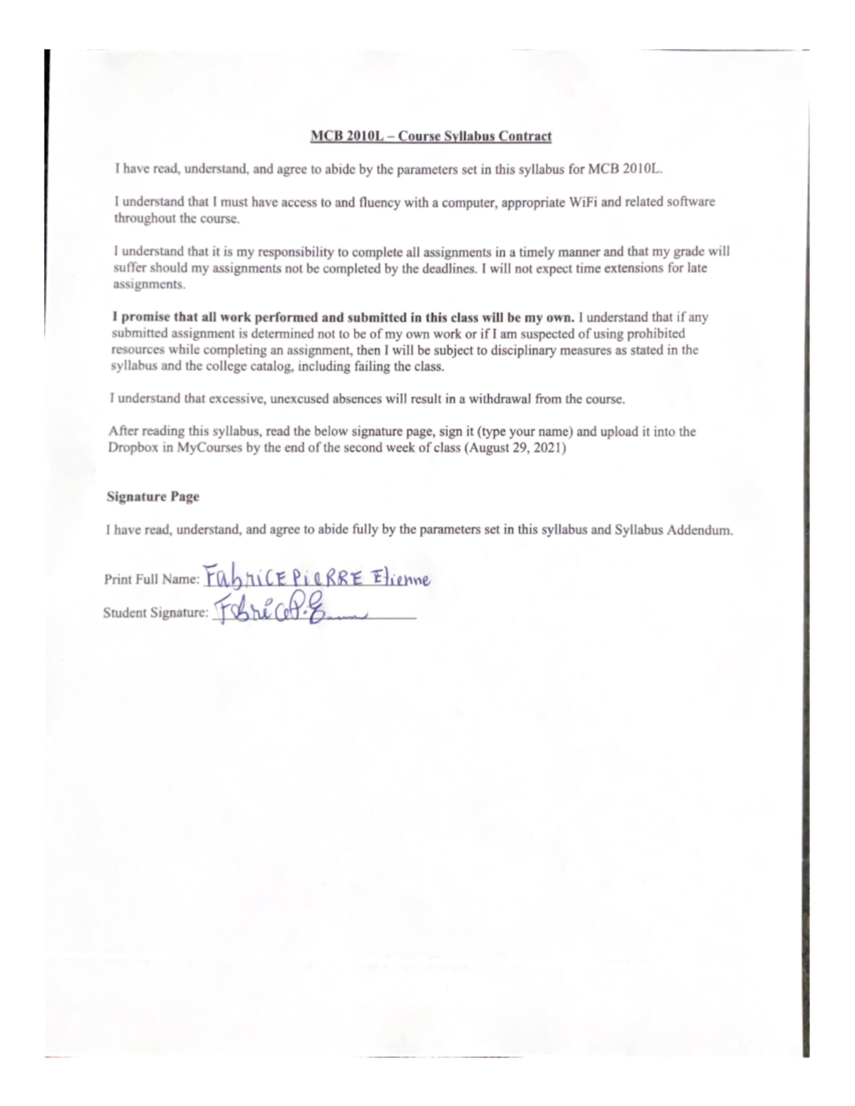 MCB 2010 L - Course Syllabus Contract - NUR2212 - Studocu