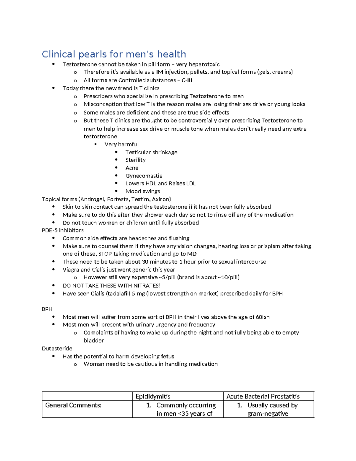 Clinical pearls for men health fam1 (1)-2 - Clinical pearls for men’s ...