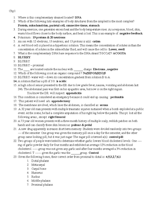 Chp 2 test - Practice questions - Chp. 1. All the bones belong to the ...