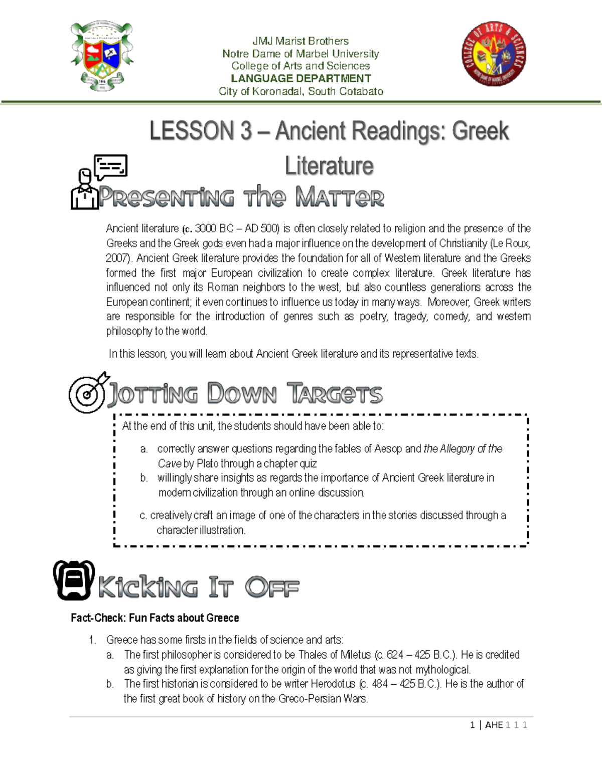 Great-Books-Module-Lesson-3-Updated - Notre Dame of Marbel University ...