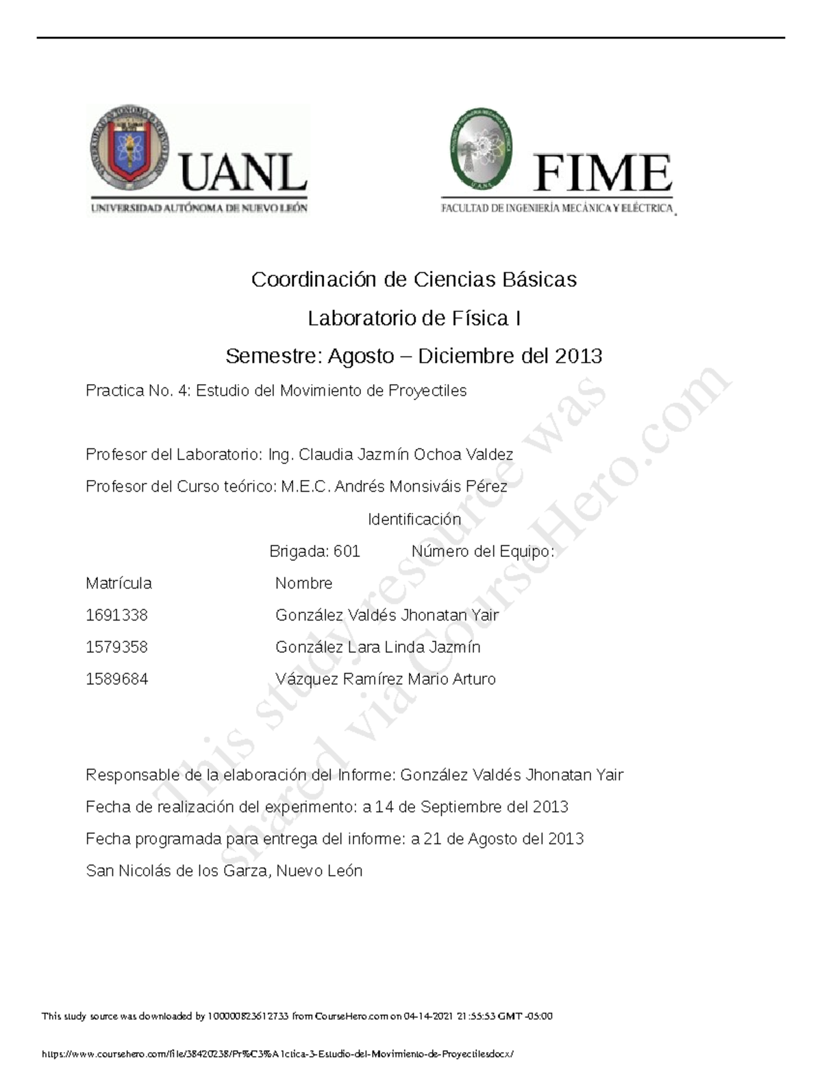 Pr ctica 3 Estudio del Movimiento de Proyectiles - Coordinación de Ciencias Básicas Laboratorio ...