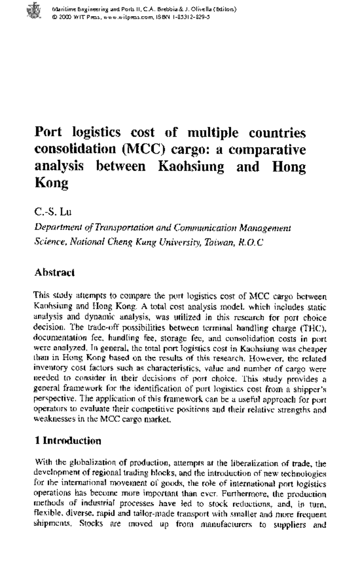 Ports 00003 FU - practical - Port logistics cost of multiple countries ...