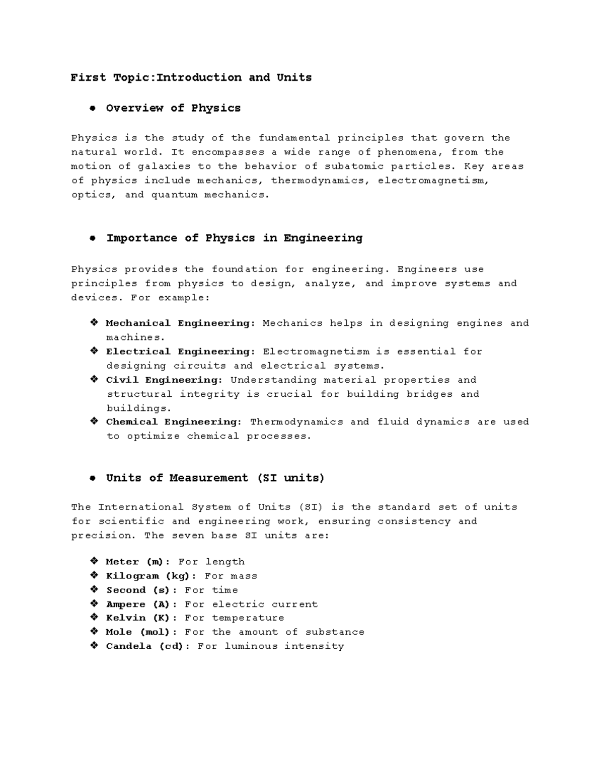 Physics notes (advance study) - First Topic:Introduction and Units ...