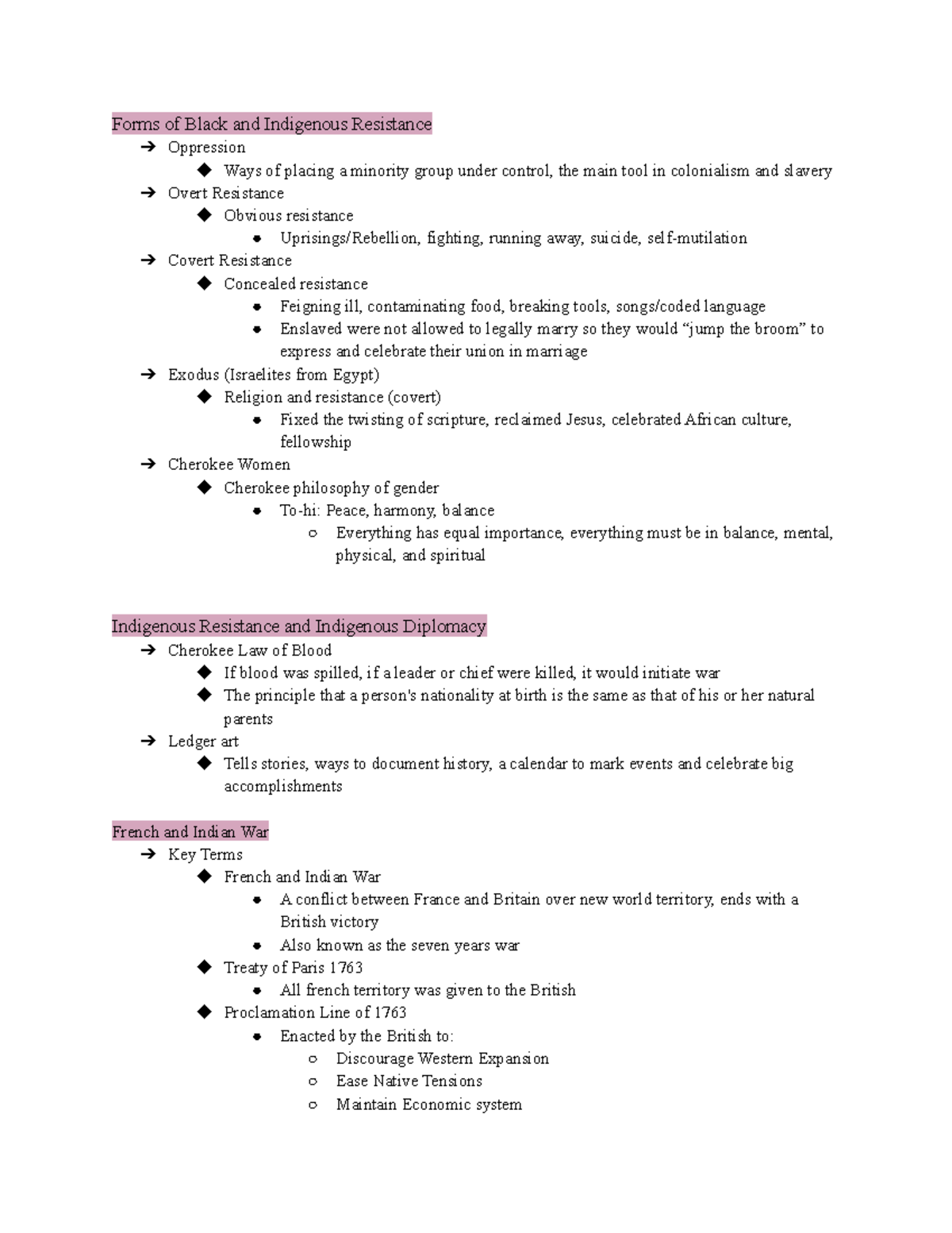 Forms of Black and Indigenous Resistance - Great Britain French v ...