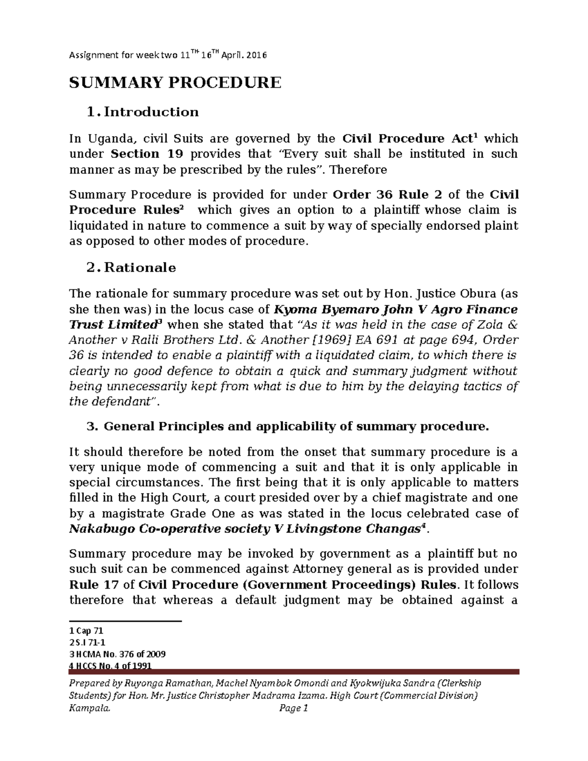 Summary Procedure AND Specially Endorsed - SUMMARY PROCEDURE 1 ...