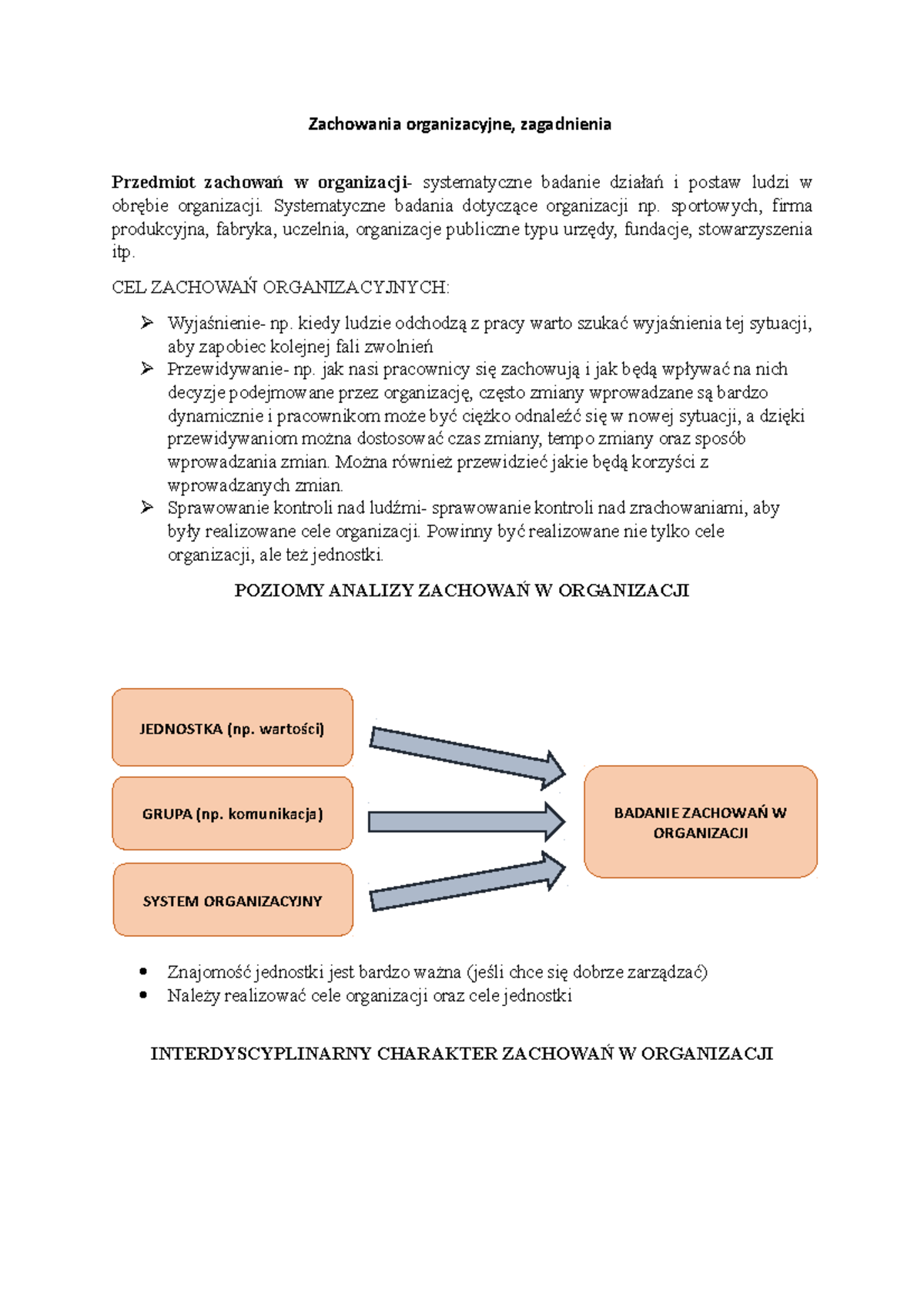 Zagadnienia Zachowania Organizycyjne - Zachowania organizacyjne ...