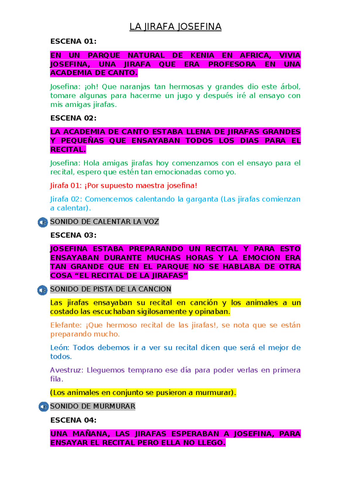 guion de la jirafa josefina de la uiversidad nacional de san martin ...