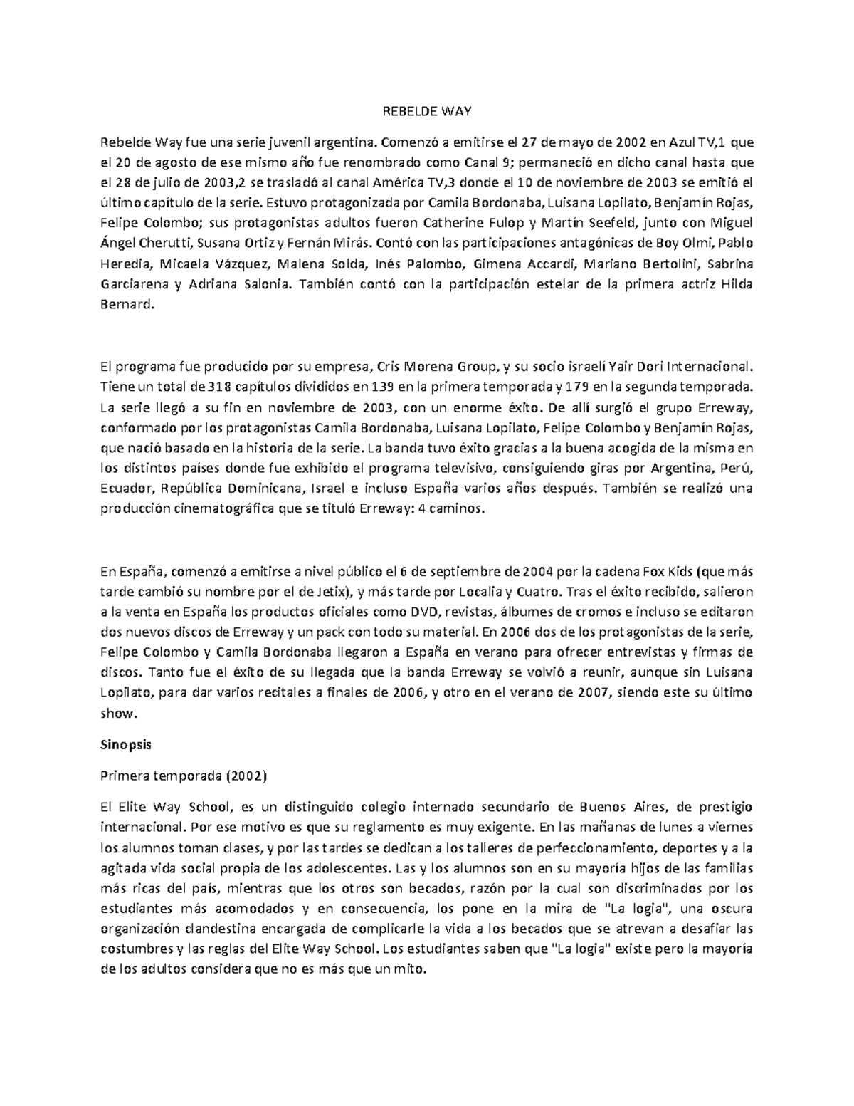 Rebelde WAY - Es un resumen y como trabajar en word - REBELDE WAY ...