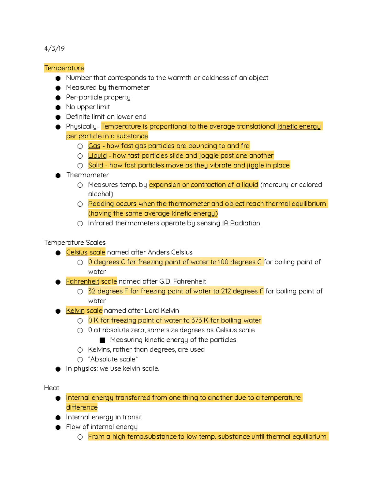 Chapter 15 - Professor: Gianinnas - 4/3/ Temperature Number that ...