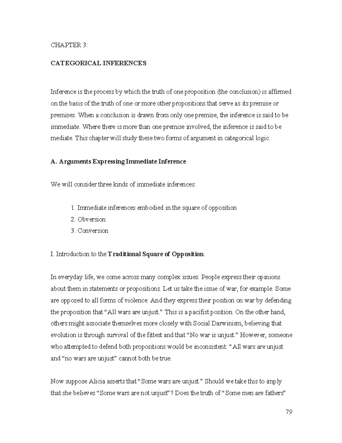 Logic 2019 Chpt31 - CHAPTER 3: CATEGORICAL INFERENCES Inference is the ...