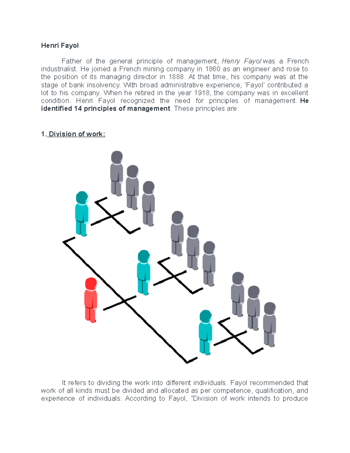 Assignment 1 - Henri Fayol Father of the general principle of ...