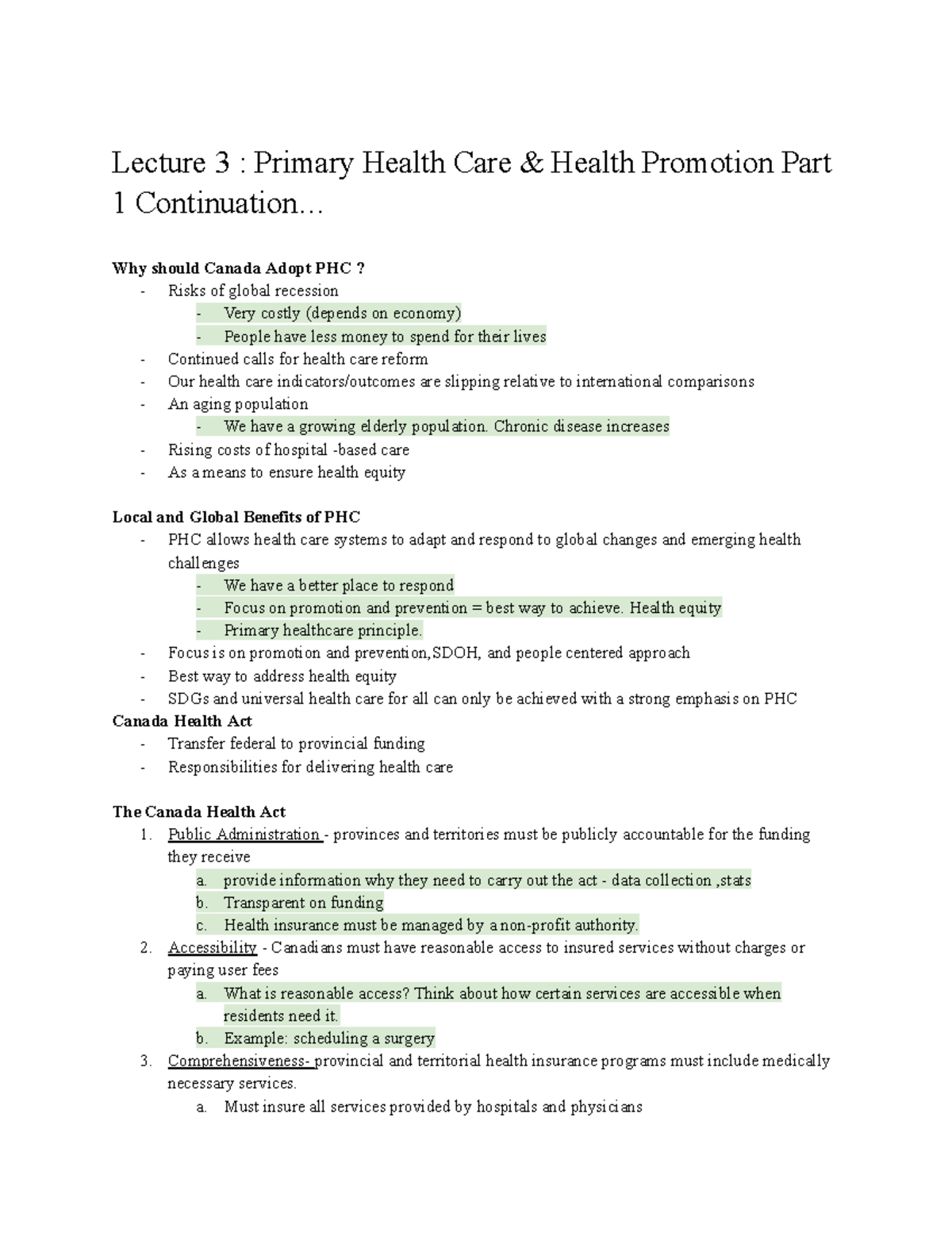 NURS 201 Lecture 4 - Lecture 3 : Primary Health Care & Health Promotion ...