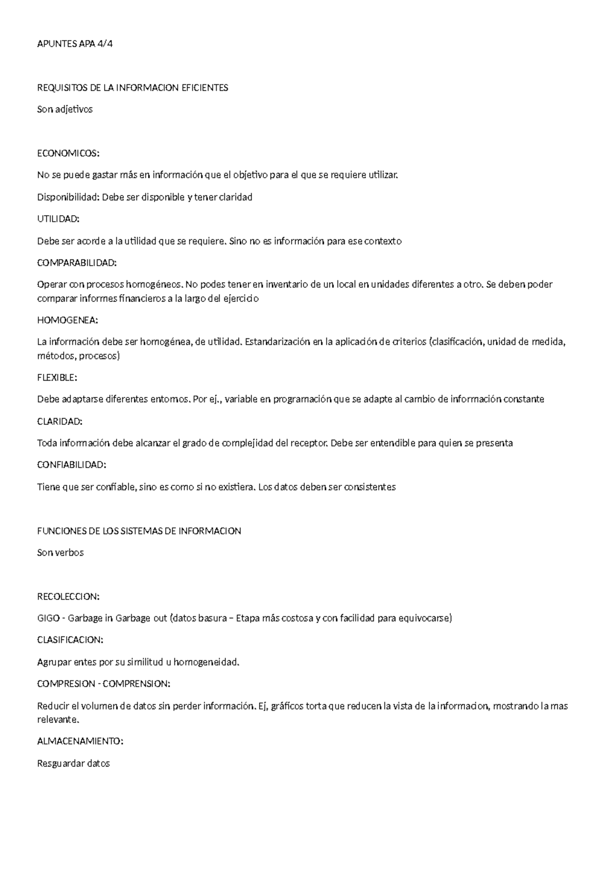 Apuntes APA - APUNTES APA 4/ REQUISITOS DE LA INFORMACION EFICIENTES ...
