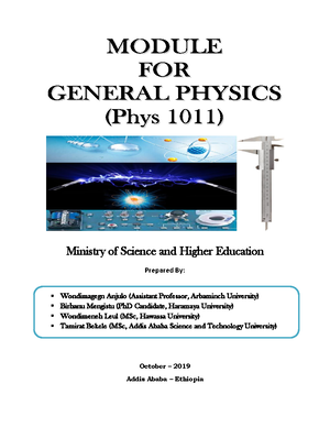 Phys 1011 Final Sample - physics module - Physics freshman course - AAU - Studocu