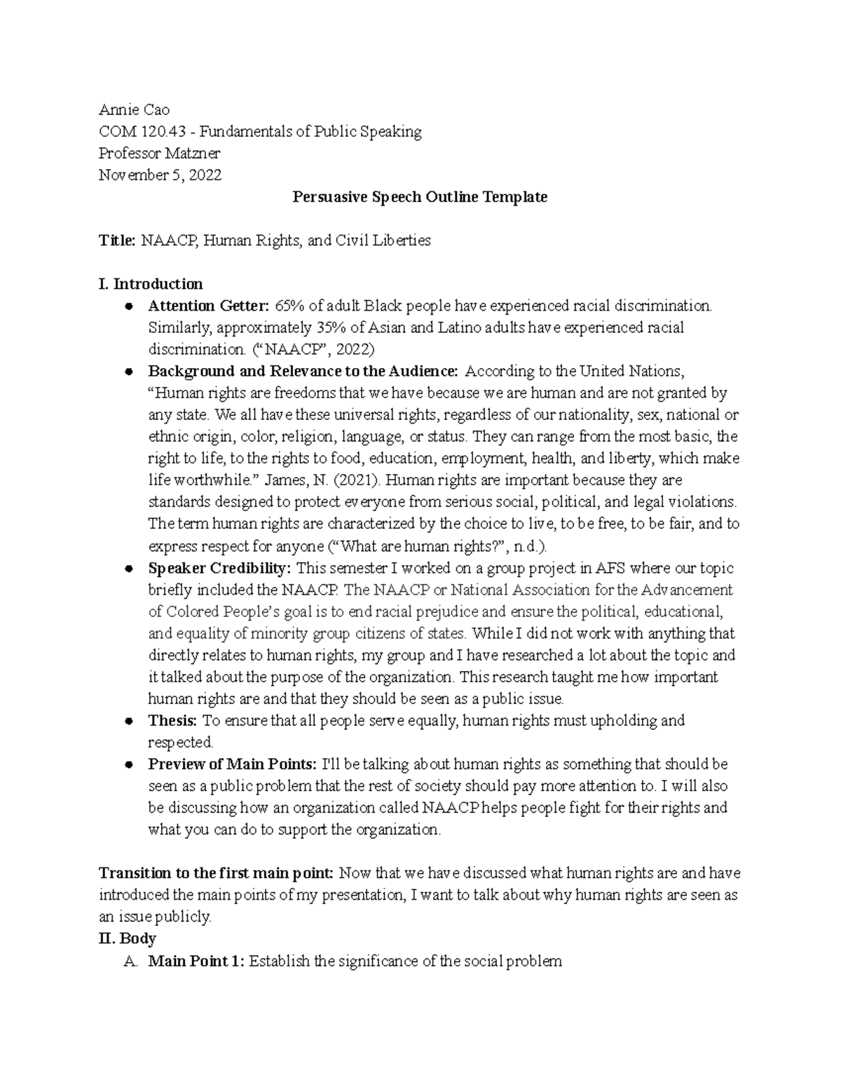 Persuasive Speech Outline Template-2 - Annie Cao COM 120 - Fundamentals ...