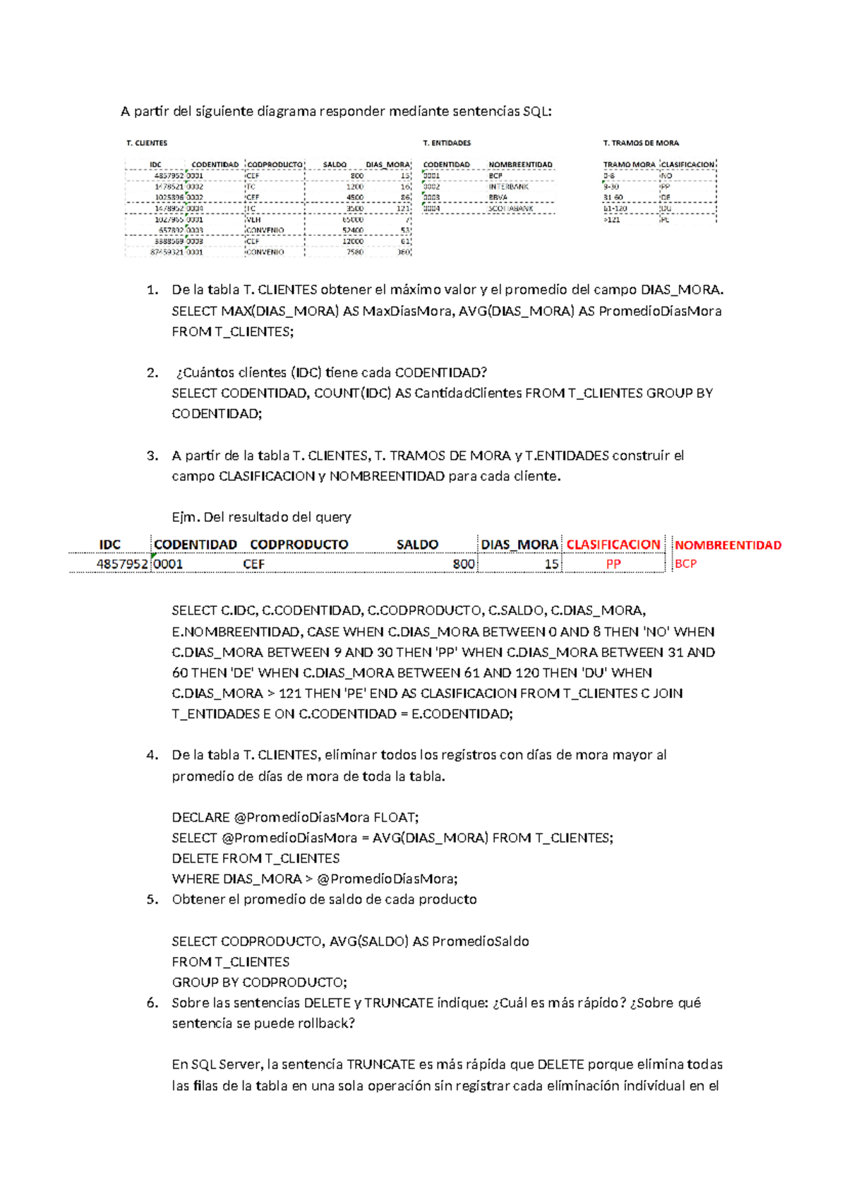Prueba Sql A4 Sql Examen A Partir Del Siguiente Diagrama Responder