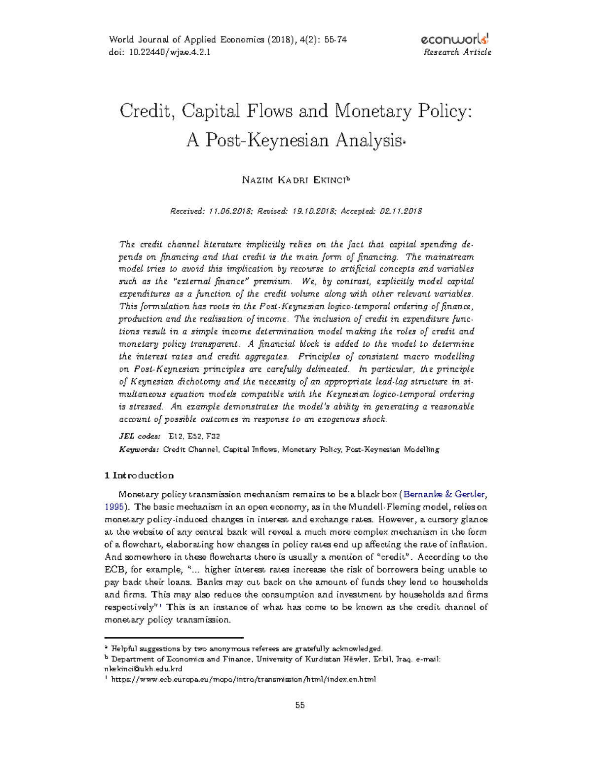 Credit Capital Flows and Monetary Policy - World Journal of Applied ...