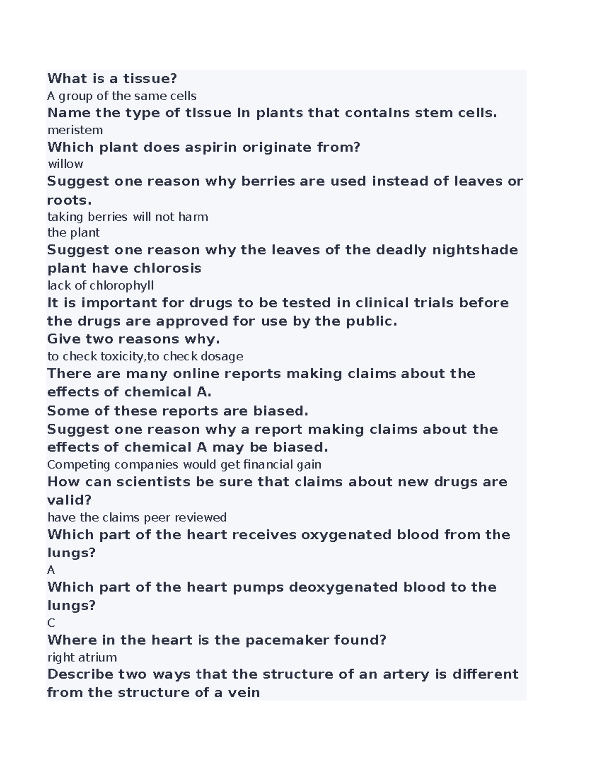 AQA GCSE: BIOLOGY 2023 PAPER 1 HIGHER (TRIPLE) - What is a tissue? A ...