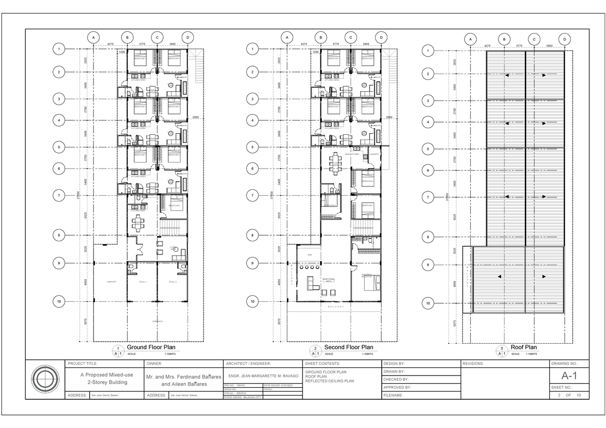 Architectural drawings - A B C D 1 2 3 4 5 6 7 8 9 10 BEDROOM 1 BEDROOM ...