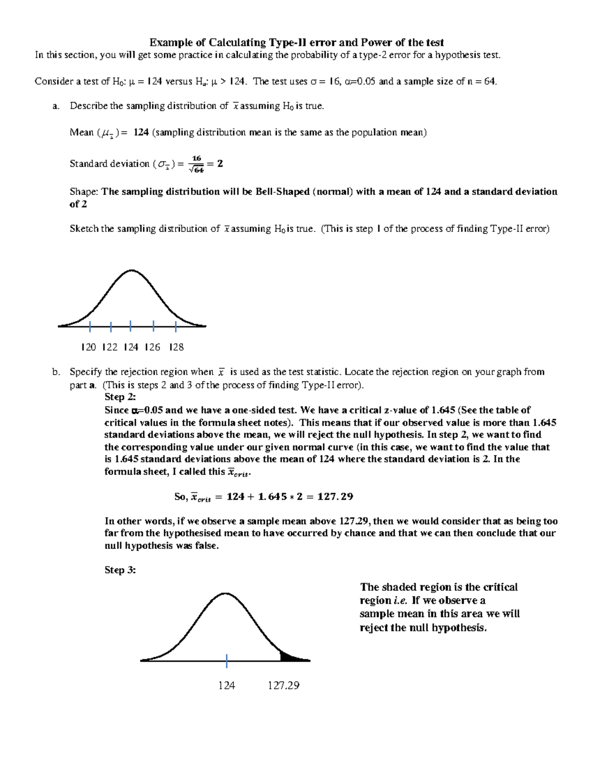 Lecture notes, lecture 7a - Example of calculating beta - Example of ...