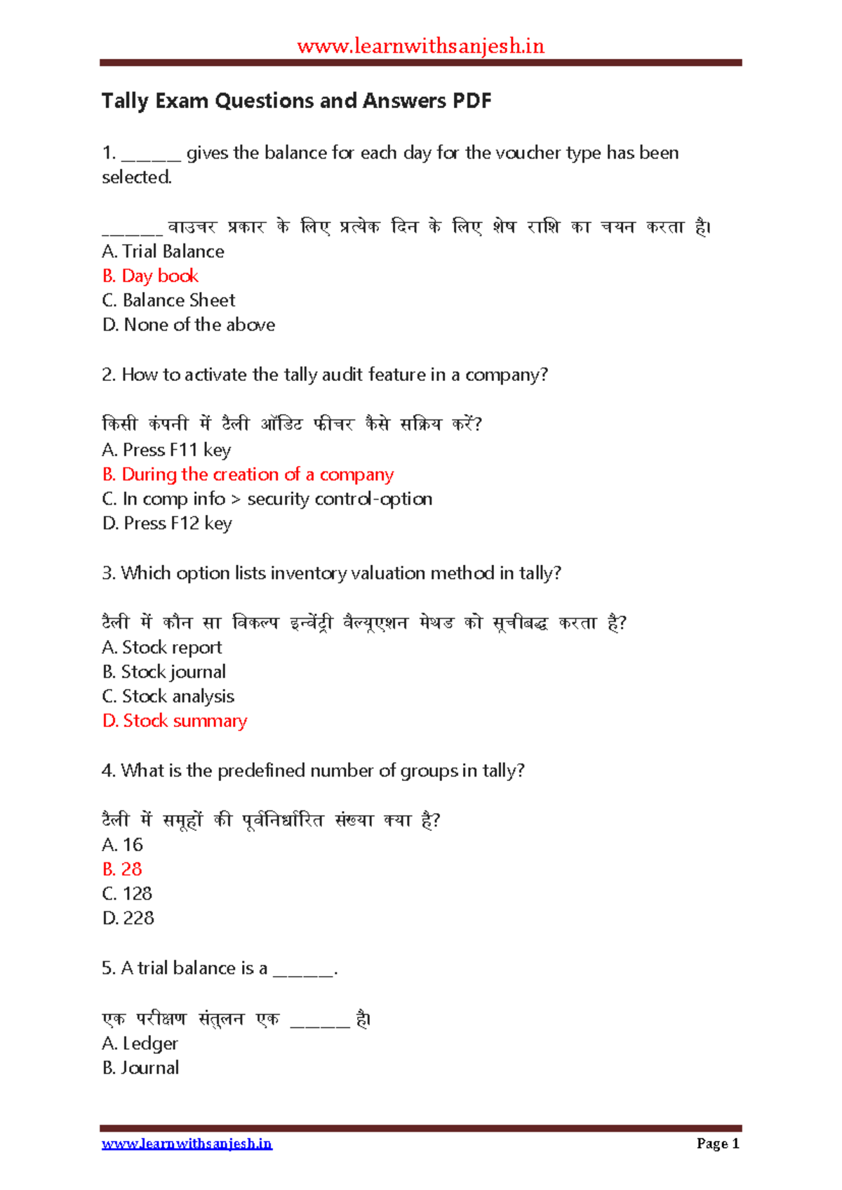 DOC-20230220-WA0000 - New notes - Tally Exam Questions and Answers PDF ...
