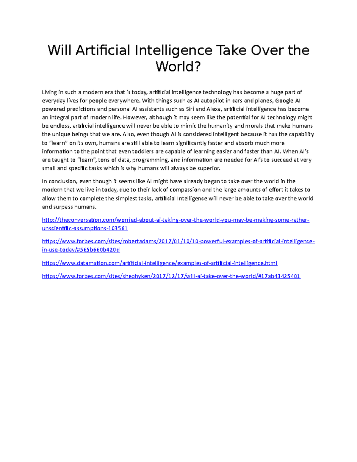 Will Artificial Intelligence Take Over the World - Will Artiicial ...