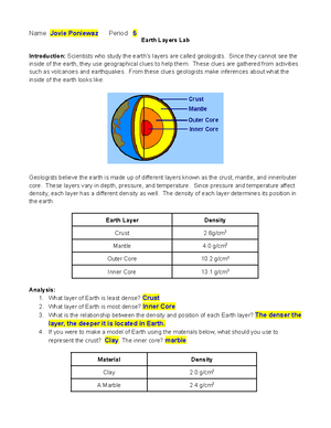 Copy of Day 68 The Earth's Layers Questions - Name: Jovie Poniewaz ...