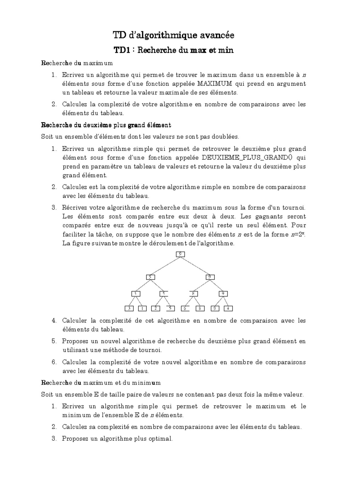 Algo av preuve pgm TD01 - cours pour les master - TD d’algorithmique avancéeTD d’algorithmique ...