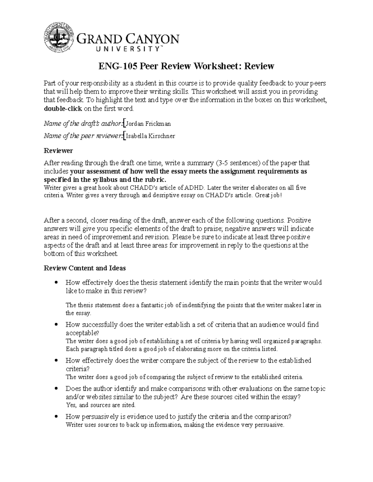 ENG-105-RS-Review Peer Review Worksheet Online - ENG-105 Peer Review ...