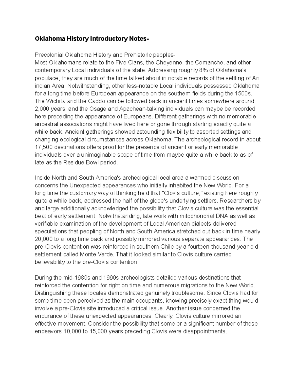 Oklahoma History Introductory Notes 3 - Oklahoma History Introductory ...